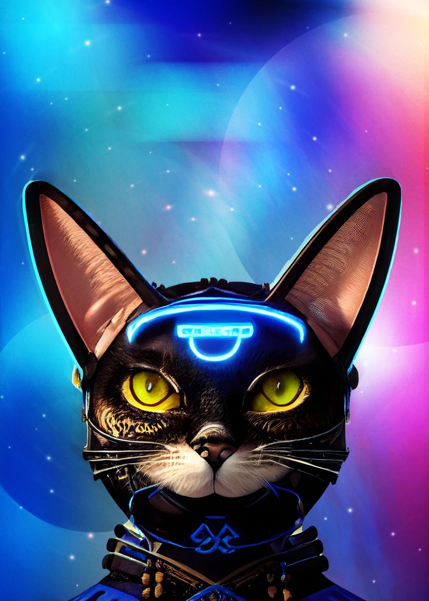 'Divine Space Cat' Poster, picture, metal print, paint by Stefan Merz ...
