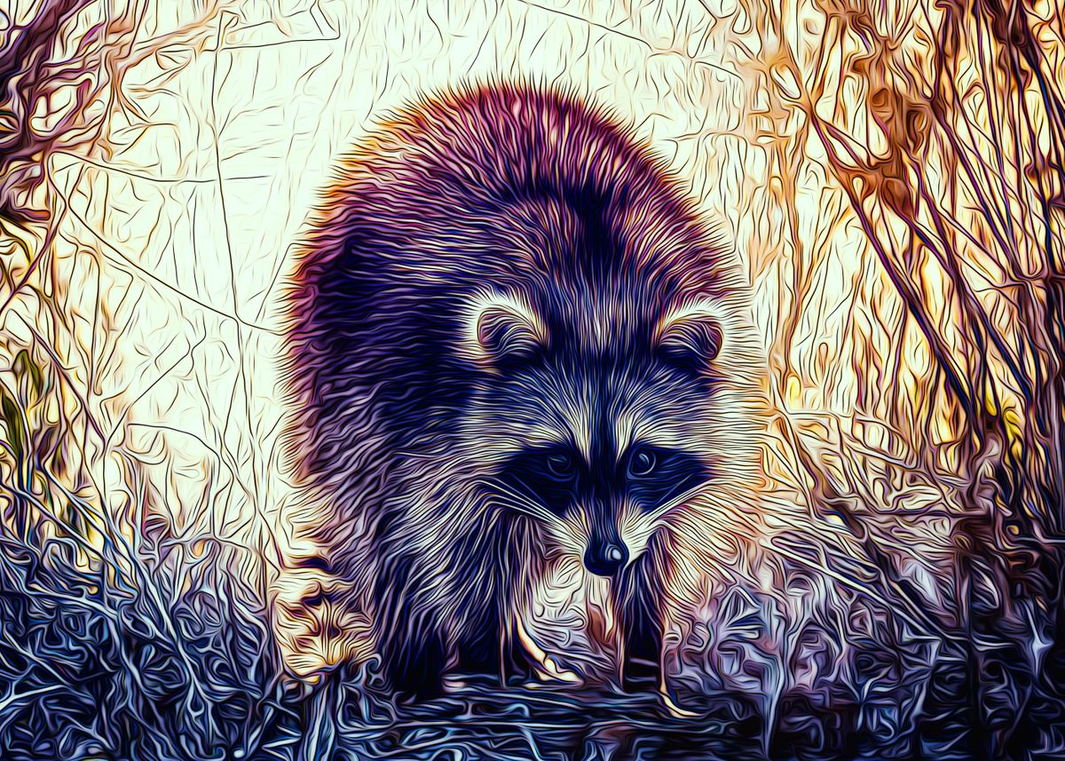 'Raccoon' Poster by Tiker Arts | Displate