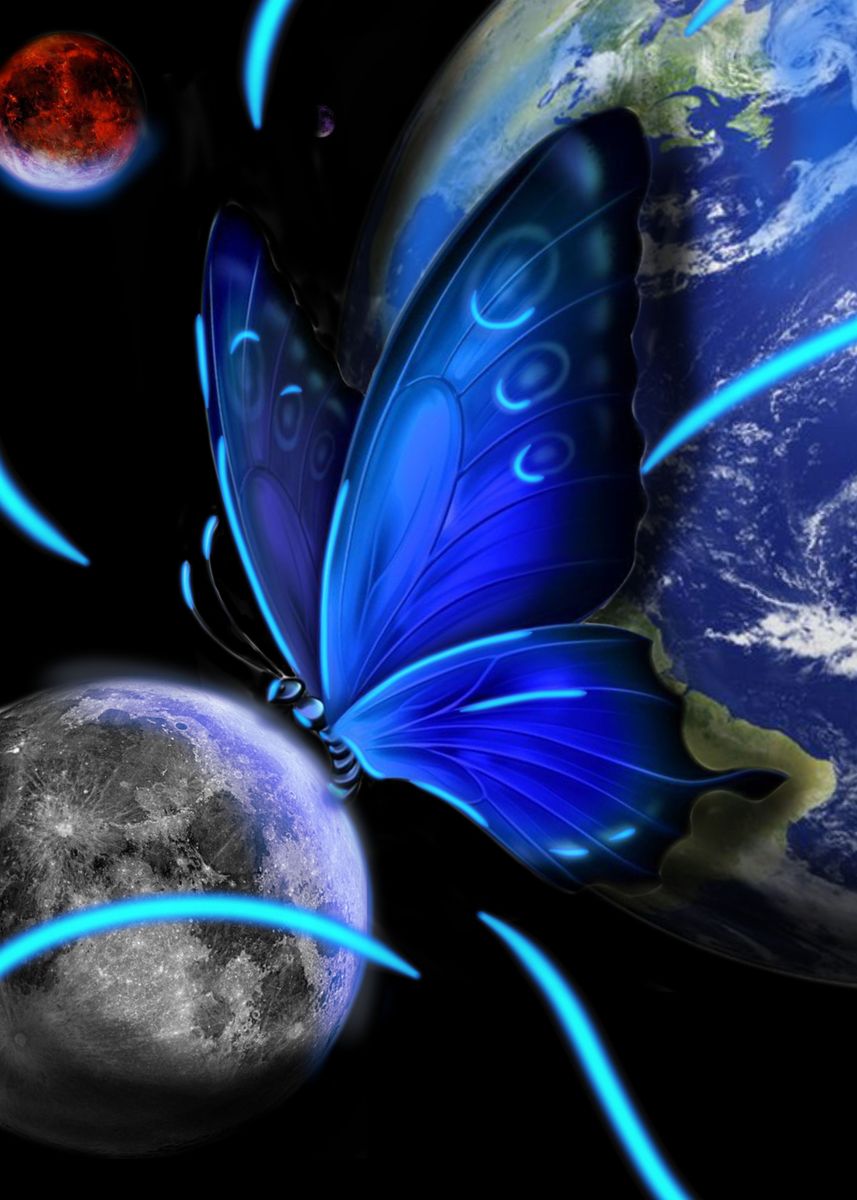 'butterfly in space' Poster, picture, metal print, paint by Nurjali BD ...