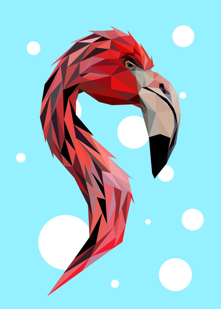 'Flamingo' Poster, picture, metal print, paint by Lee Jani | Displate