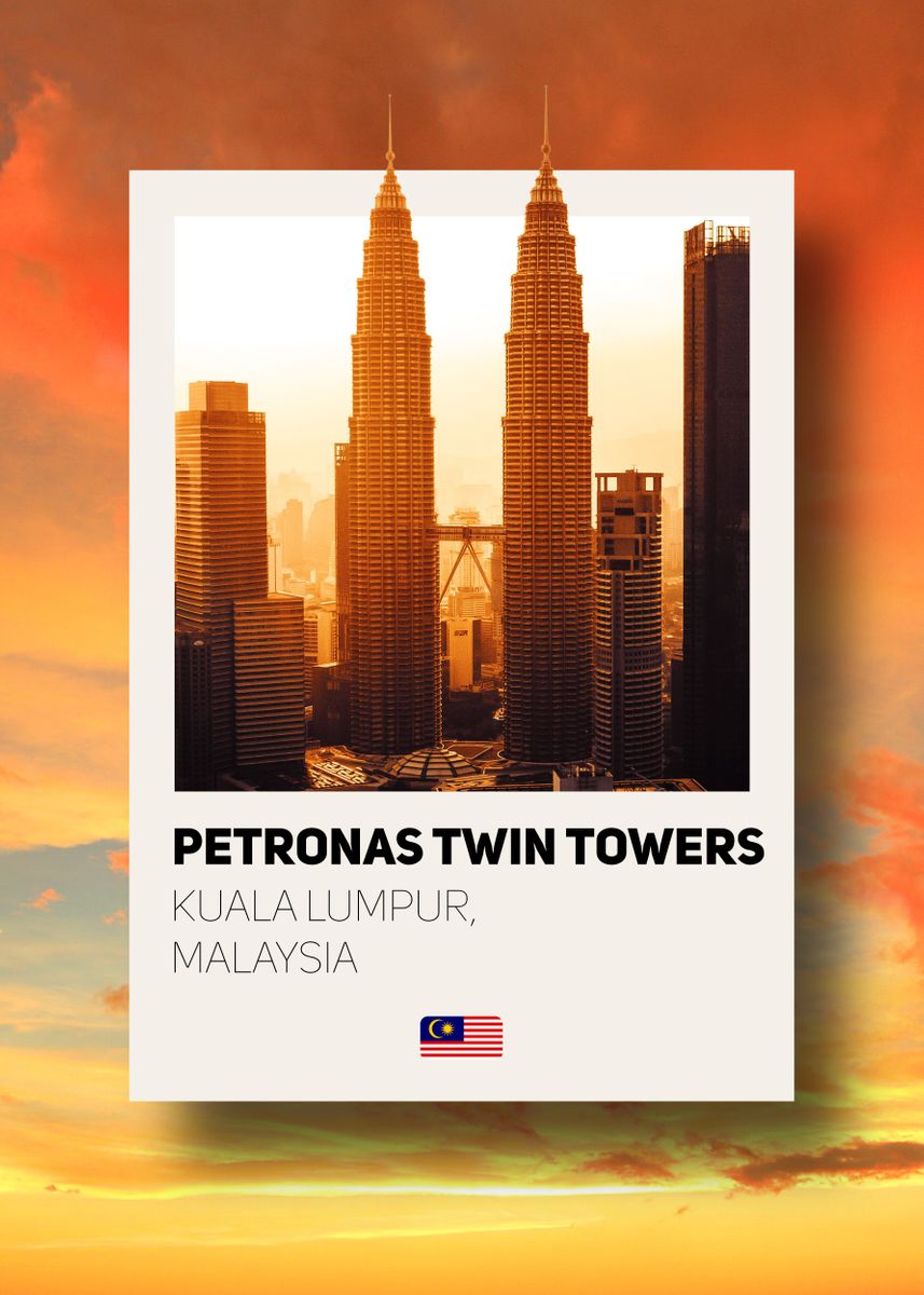 'Petronas Towers Polaroid' Poster, picture, metal print, paint by Sid ...