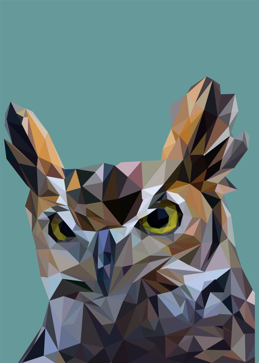 'nursery animal owl' Poster, picture, metal print, paint by Lowpoly ...