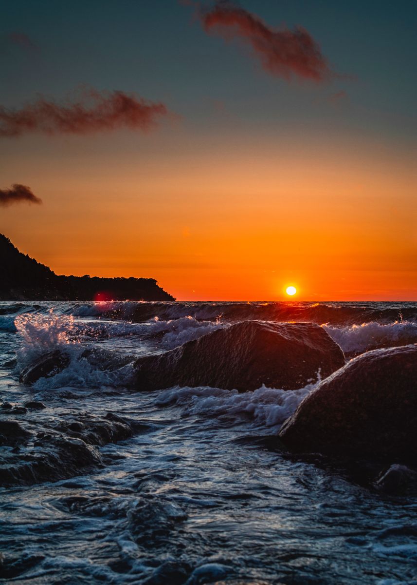 'Sunset in beach' Poster, picture, metal print, paint by Rois Lois ...