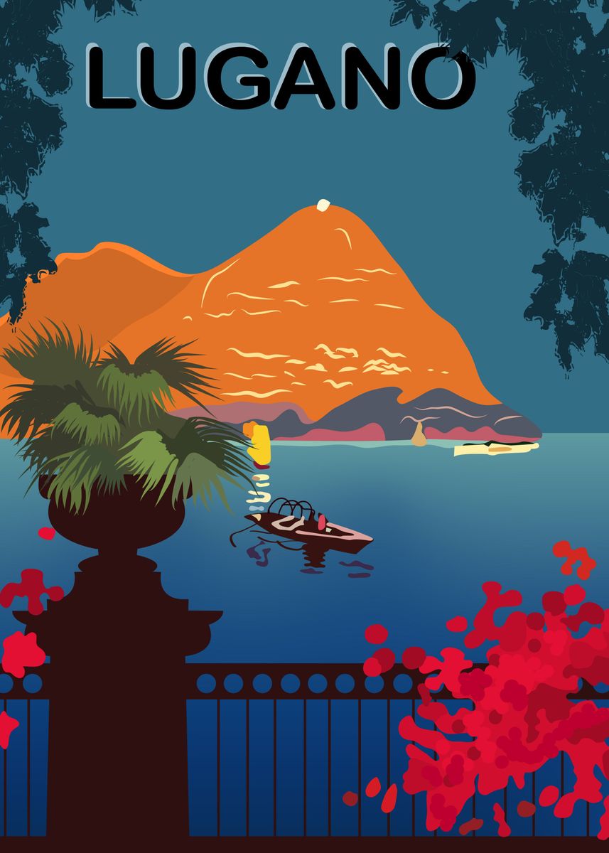 'Lugano Lake' Poster, picture, metal print, paint by Long Shot | Displate