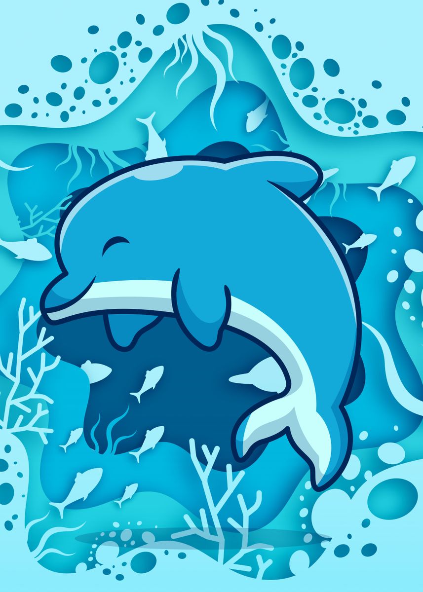 'Dolphin' Poster, picture, metal print, paint by Sunny Artist | Displate