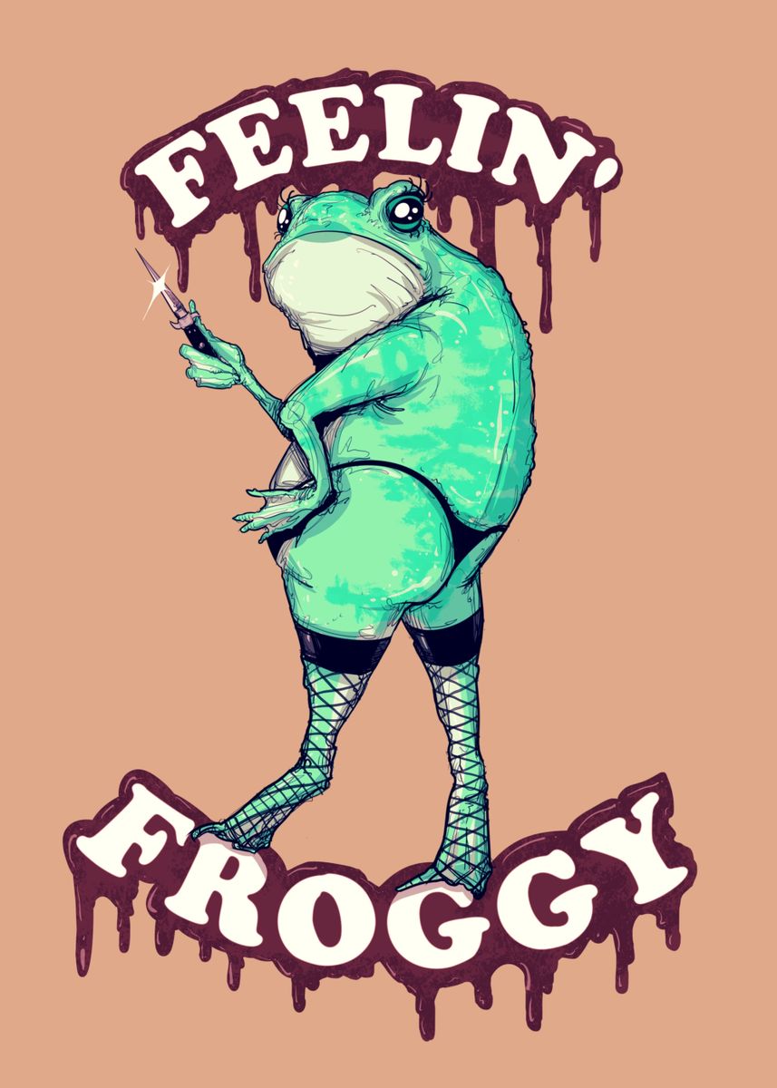 'Feelin Froggy' Poster, picture, metal print, paint by LVB Art | Displate