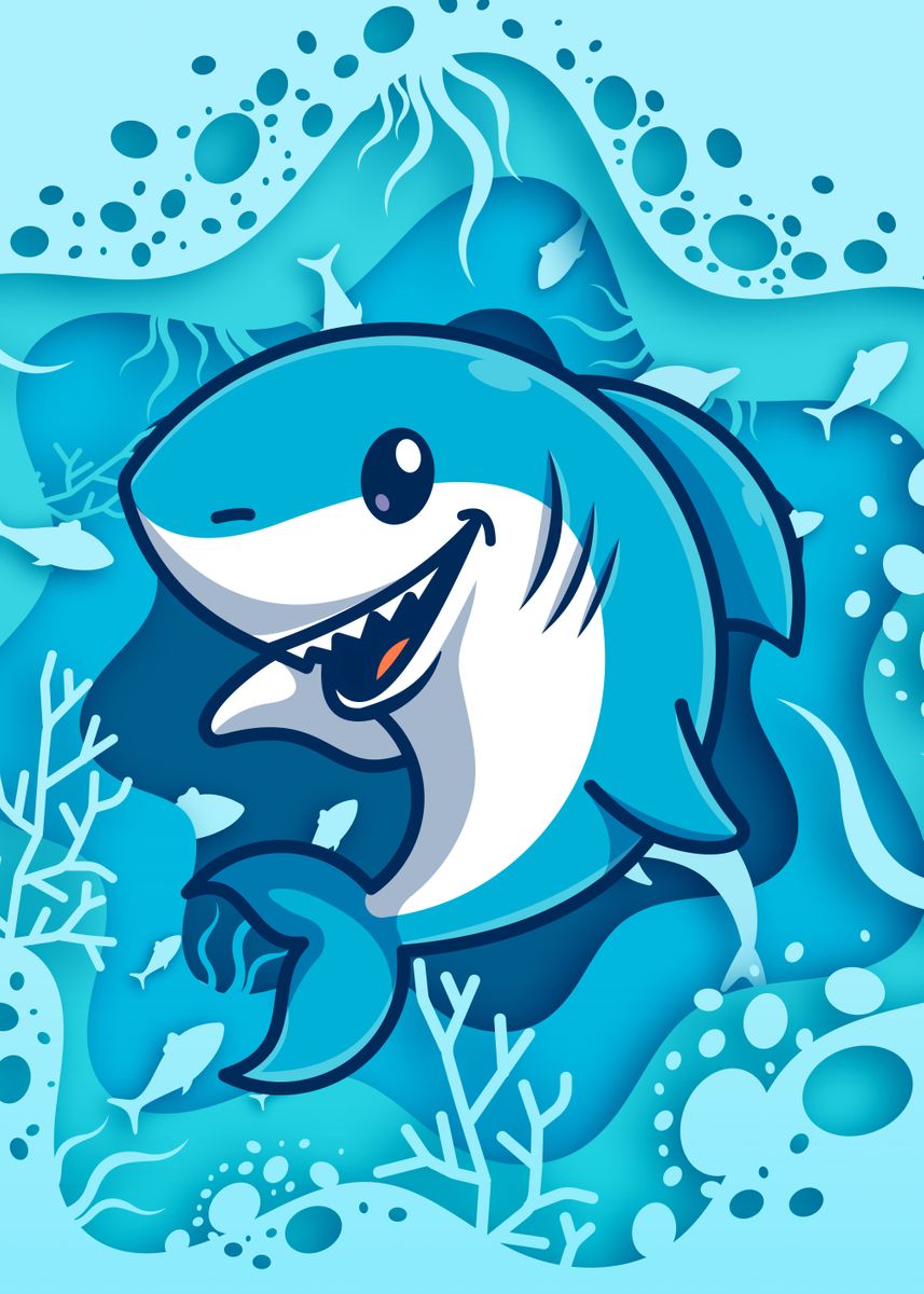 'Shark' Poster, picture, metal print, paint by Sunny Artist | Displate