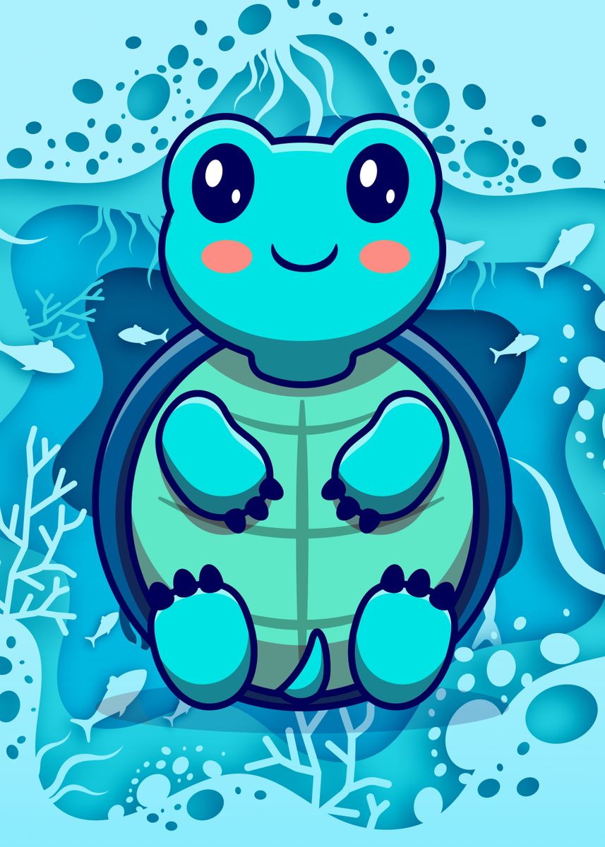 'Turtle' Poster, picture, metal print, paint by Sunny Artist | Displate