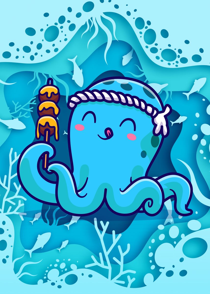 'Octopus' Poster, picture, metal print, paint by Sunny Artist | Displate