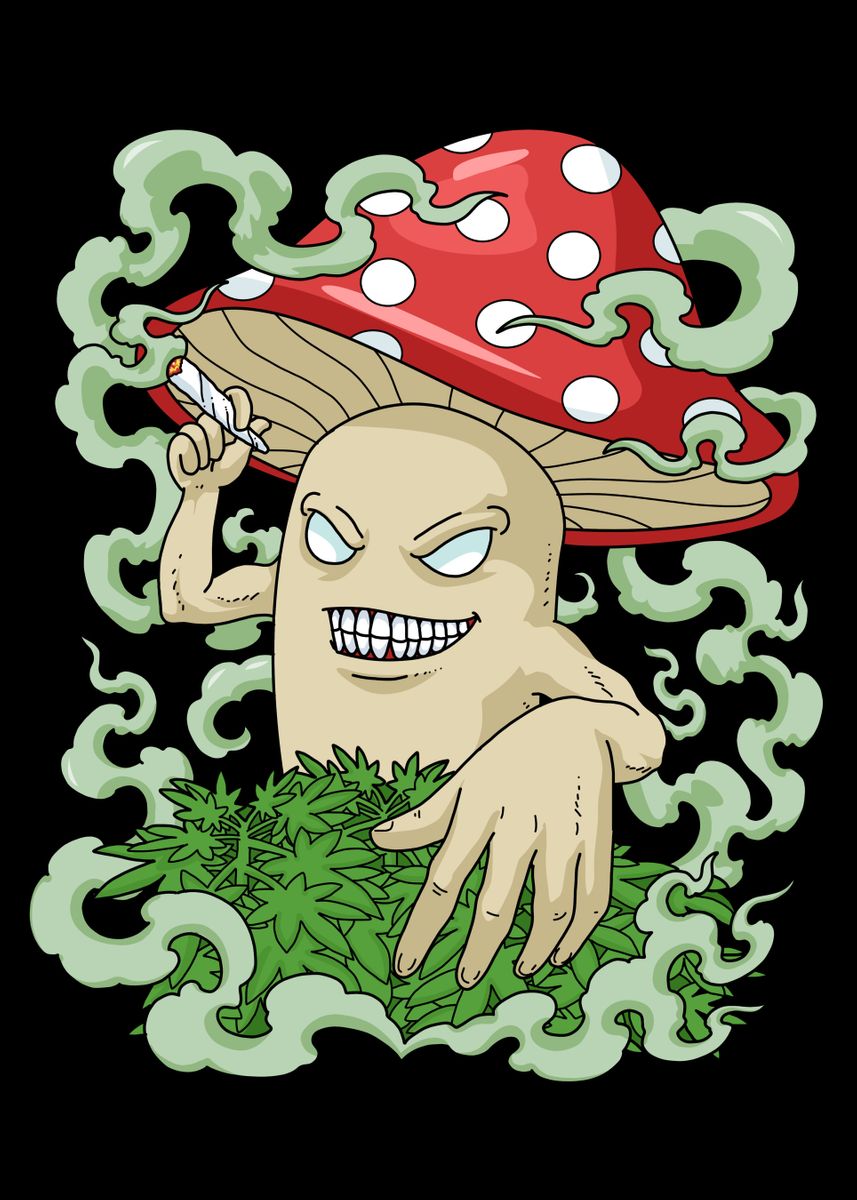 'Magic Mushroom Pothead' Poster, picture, metal print, paint by ...