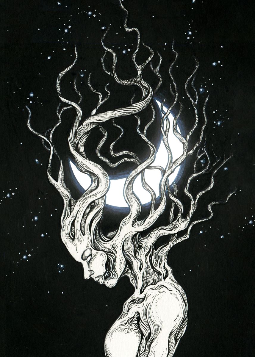 'Lunar Dryad' Poster, picture, metal print, paint by Alex Kujawa | Displate