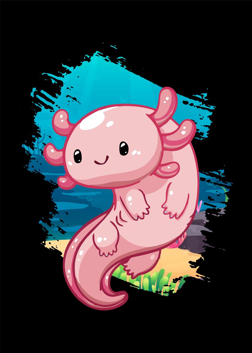 'The Axolotl' Poster, picture, metal print, paint by pixar icia | Displate