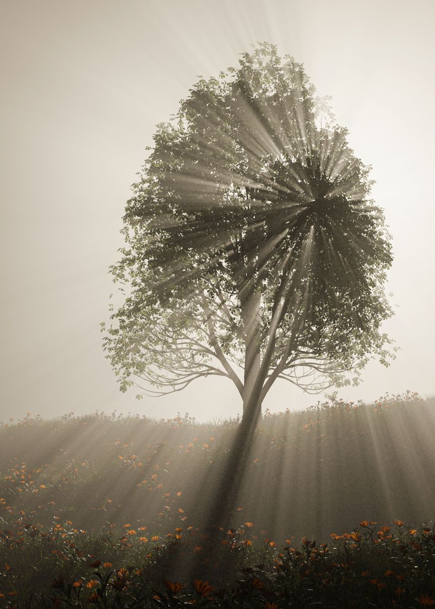 'Tree lights' Poster, picture, metal print, paint by Misha Kerch | Displate