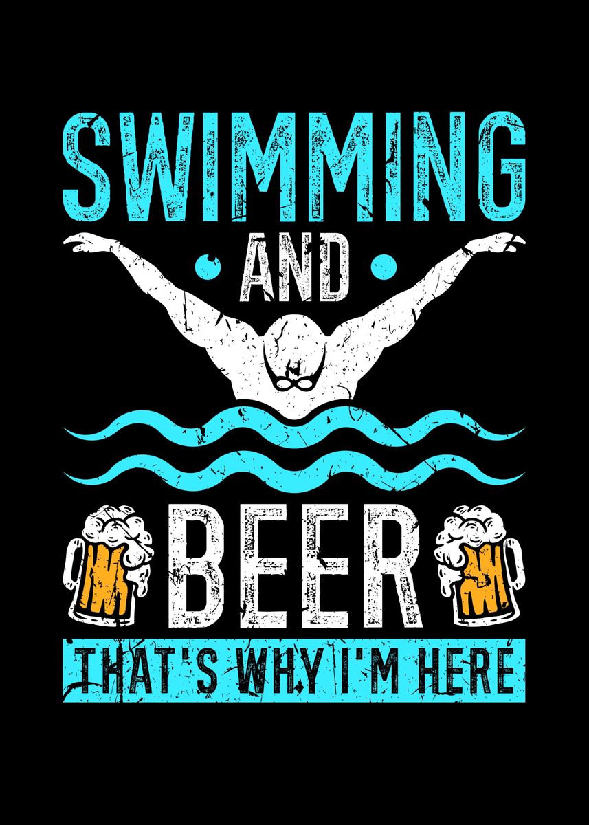 'Swimming Beer Swimmer Gift' Poster by HumbaHarry Geitner | Displate