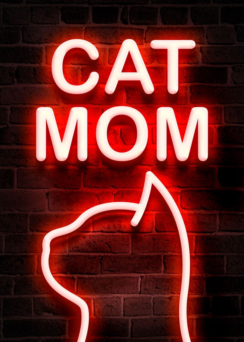 'Cat mom' Poster, picture, metal print, paint by Kitty Kit | Displate