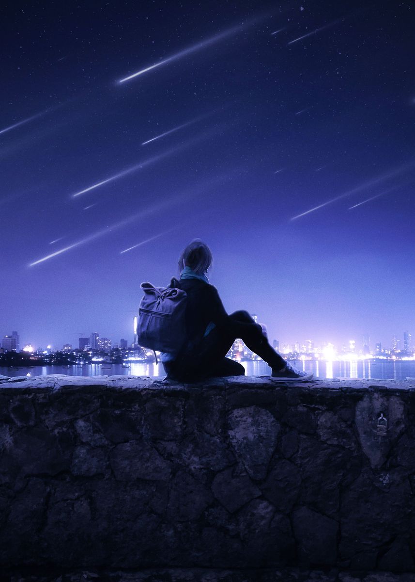 'Starfall' Poster, picture, metal print, paint by Jxime | Displate