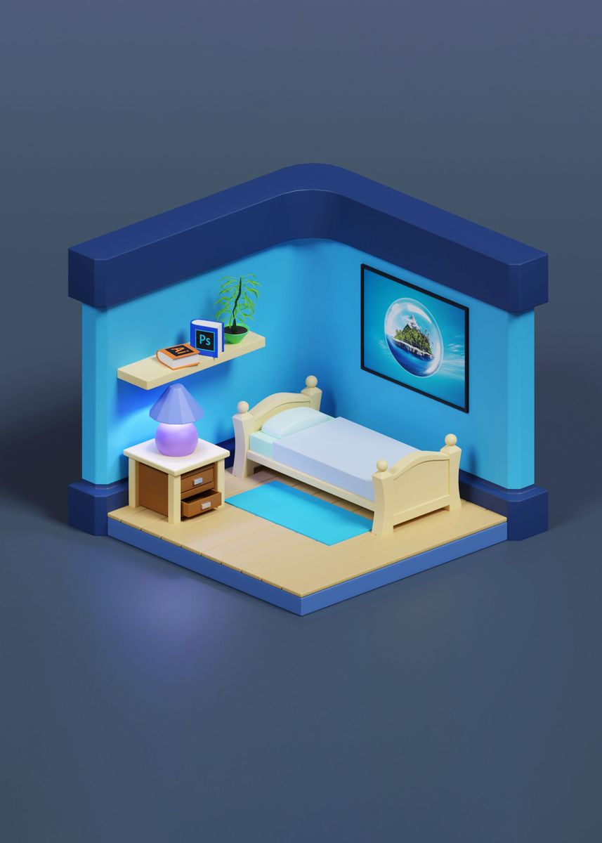 '3D Tiny Room' Poster, picture, metal print, paint by Misha Kerch ...