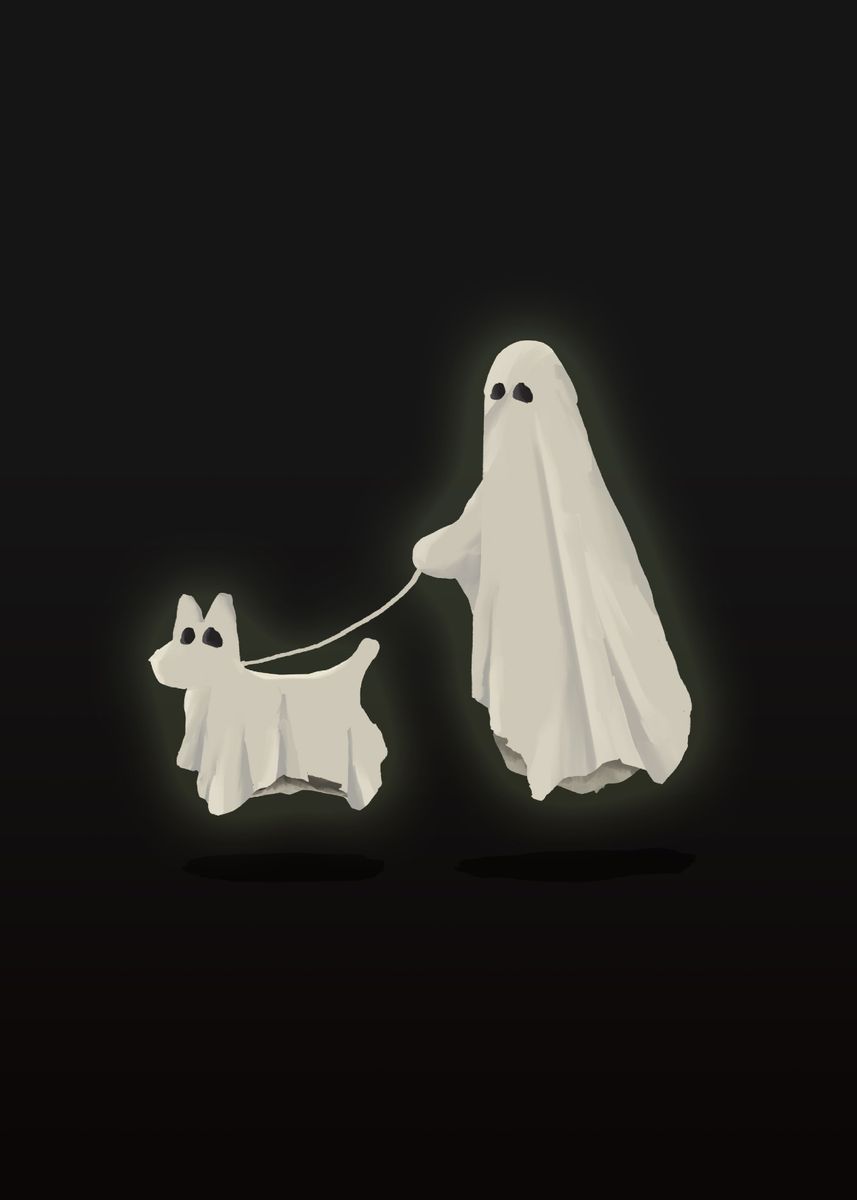 'Ghost walking his ghost do' Poster, picture, metal print, paint by ...