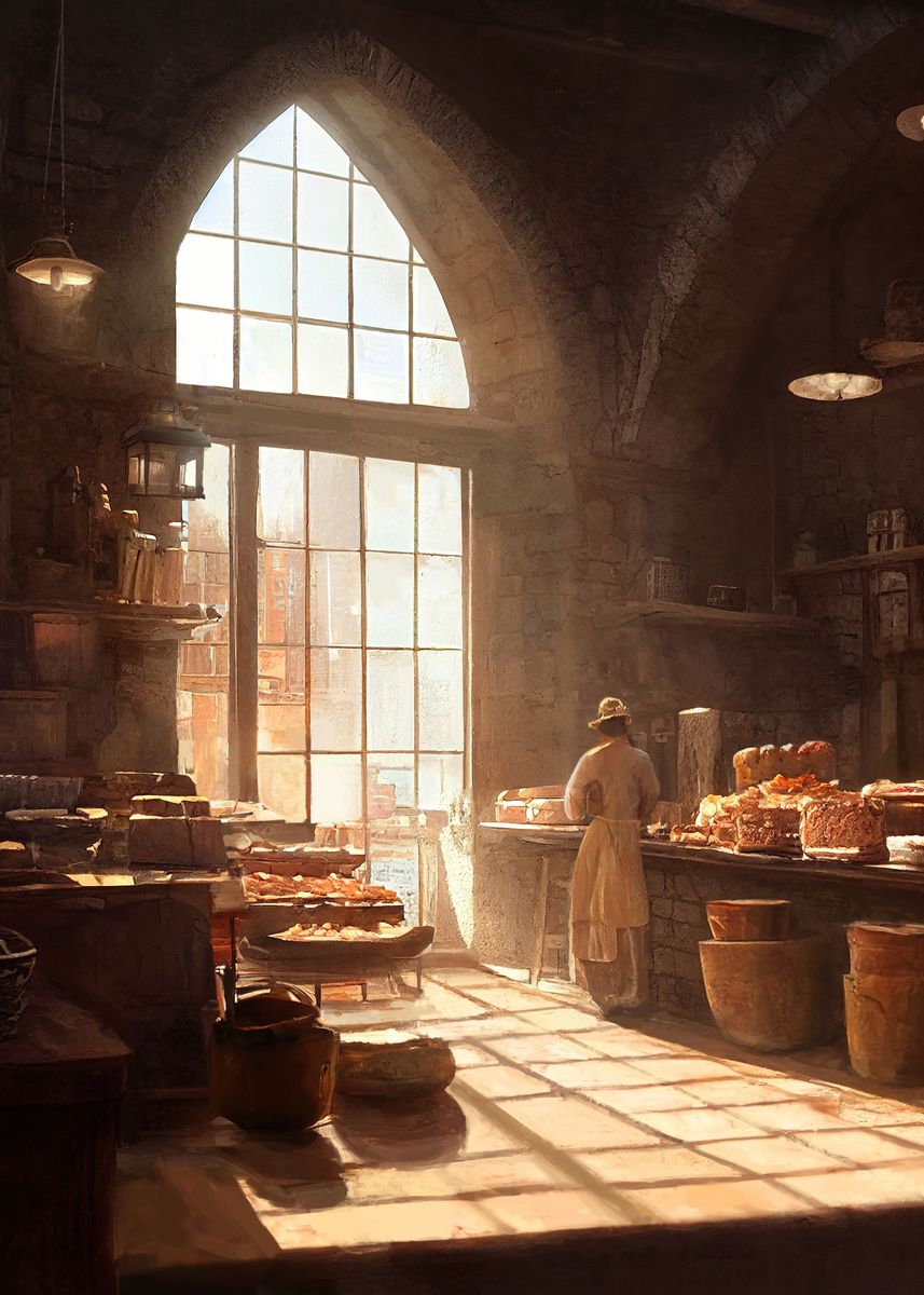 'Good ol Bakery' Poster, picture, metal print, paint by Oknice | Displate