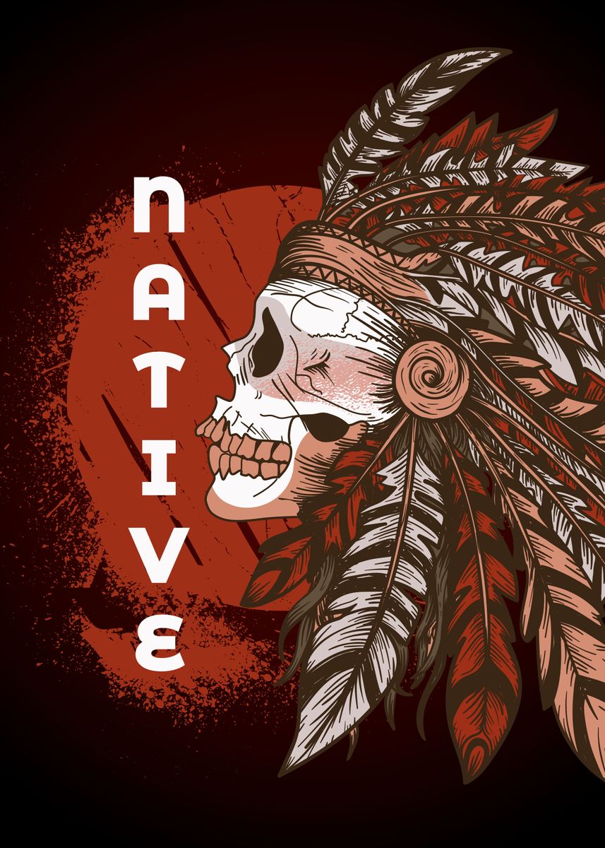'Cool Native American Skull' Poster, picture, metal print, paint by ...