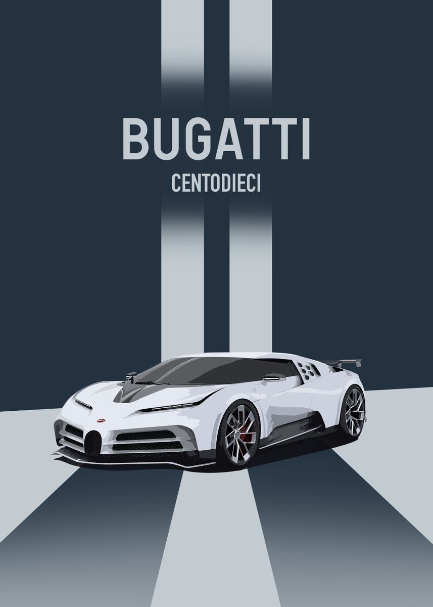 'Bugatti Centodieci' Poster, picture, metal print, paint by Full ...