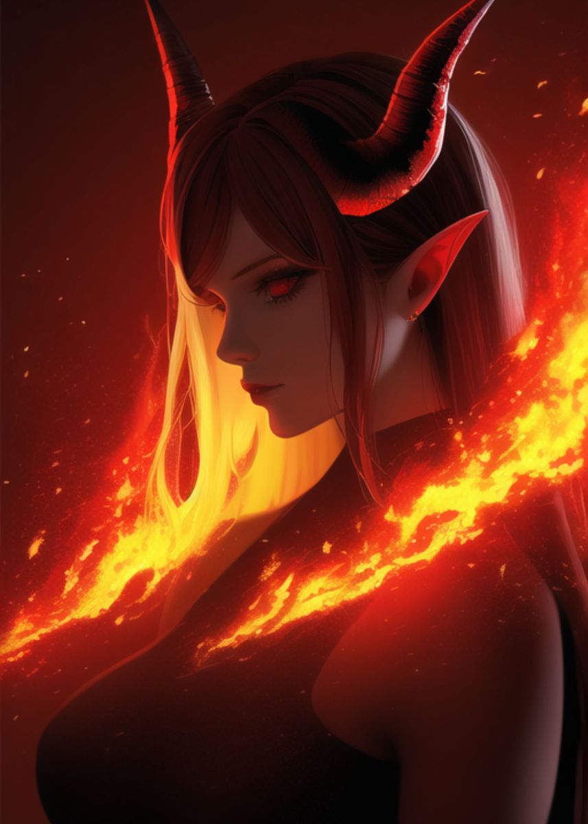 'Demon Elf Girl' Poster, picture, metal print, paint by Ben | Displate