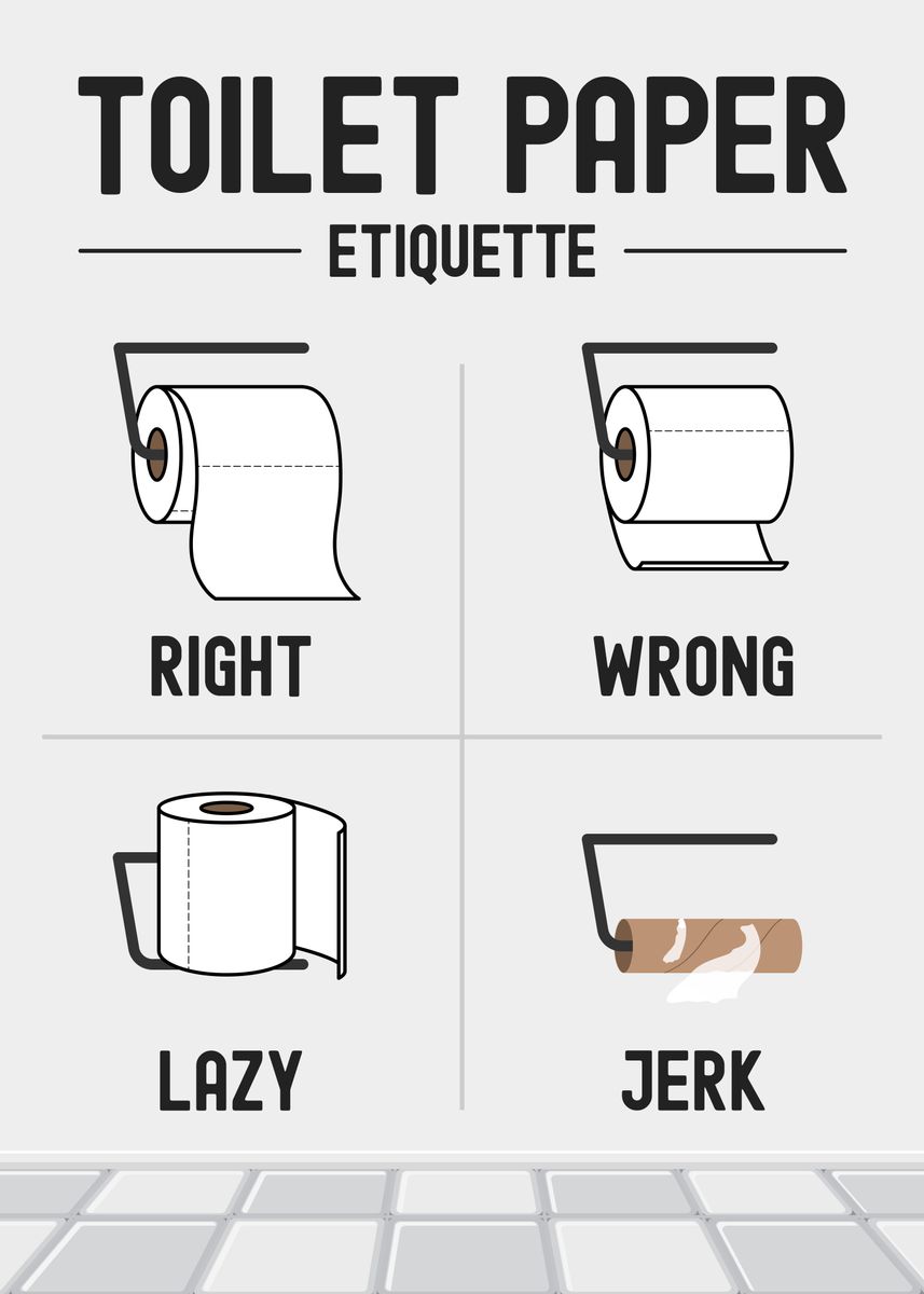 'Toilet Paper Etiquette' Poster, picture, metal print, paint by ...