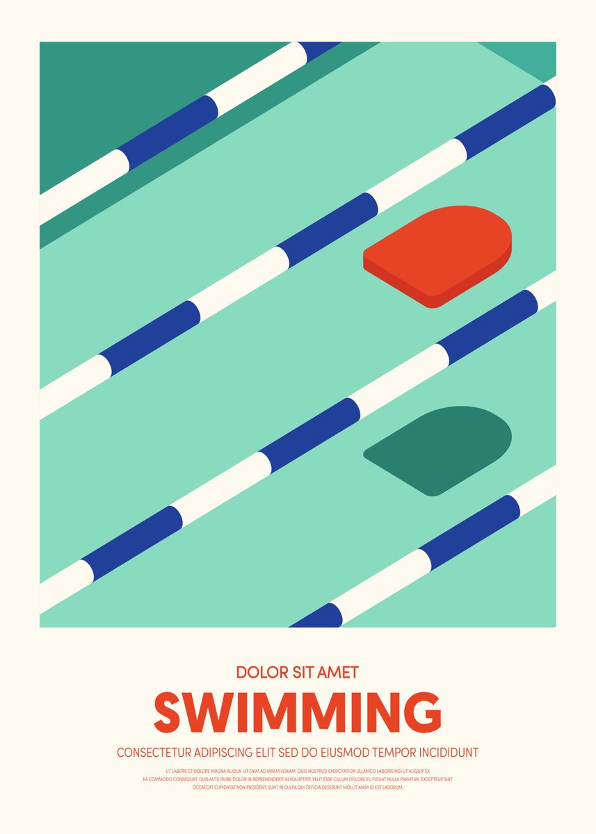 'Swimming' Poster, picture, metal print, paint by David Pup | Displate