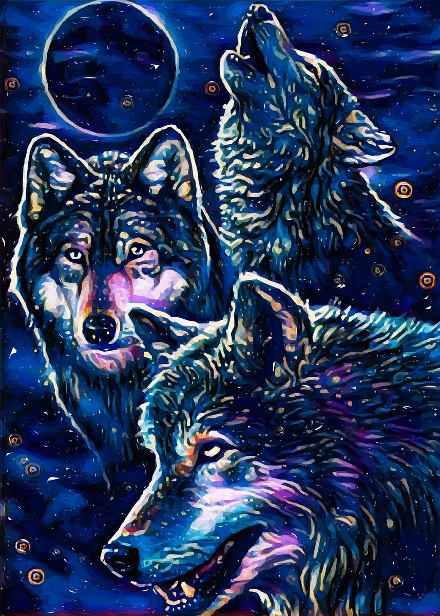 'majestic wolf' Poster, picture, metal print, paint by erma wati | Displate