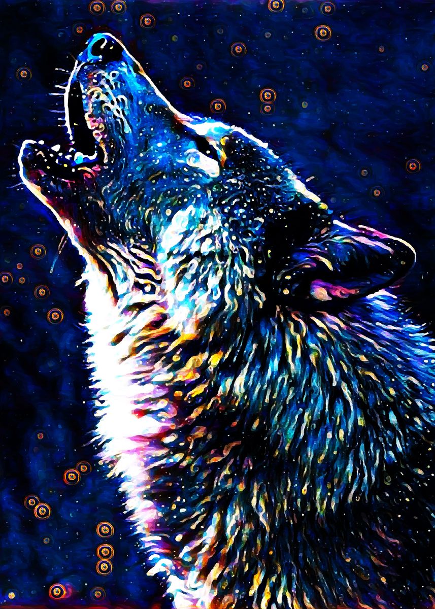 'majestic wolf' Poster, picture, metal print, paint by erma wati | Displate