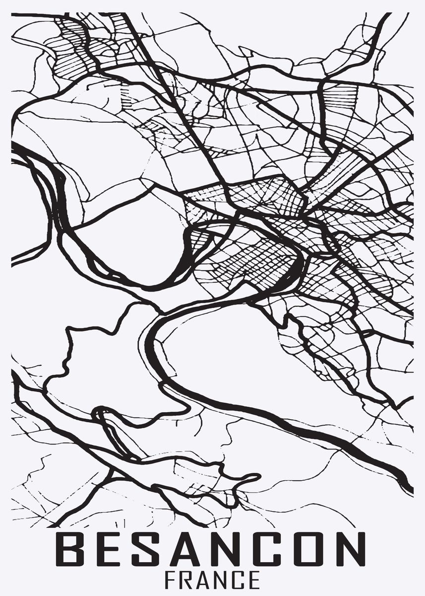 'Besancon France City Map' Poster by SheldonBennett Studio | Displate