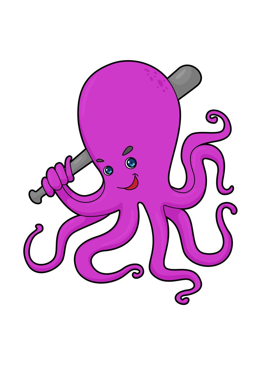 'Octopus Baseball Sports' Poster, picture, metal print, paint by Markus ...