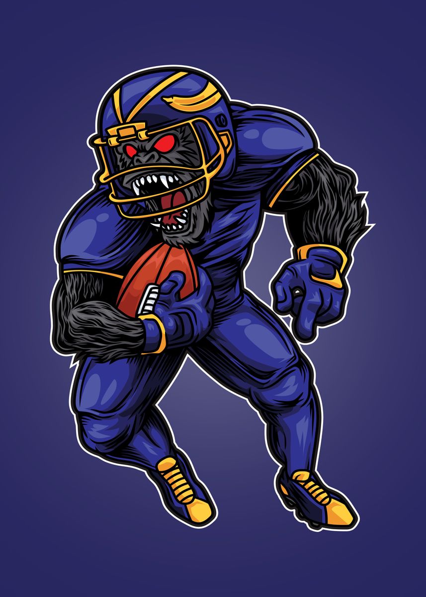 'Chimp mascot football ' Poster, picture, metal print, paint by Paul C ...