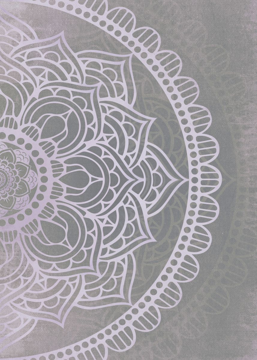 'Gray lilac Mandala no 364b' Poster, picture, metal print, paint by Aga ...