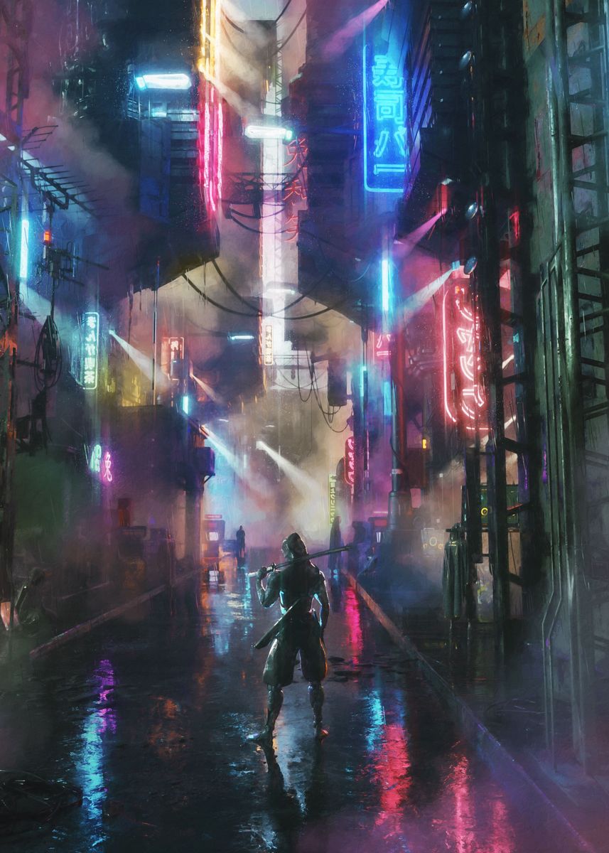 'Cyberpunk Sliver' Poster, picture, metal print, paint by ...