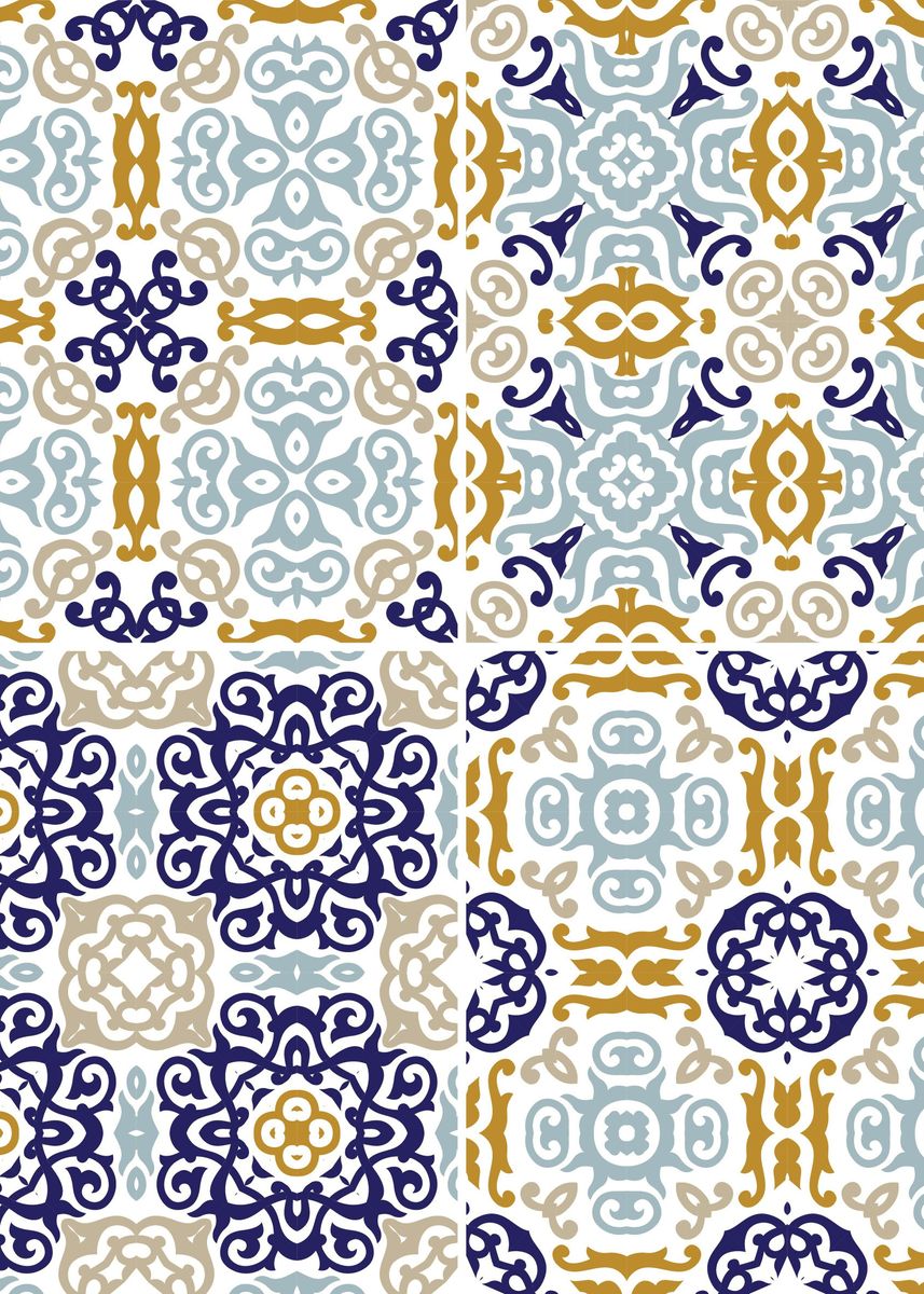'Mediterranean Blue Tile 01' Poster by Aloke Design | Displate