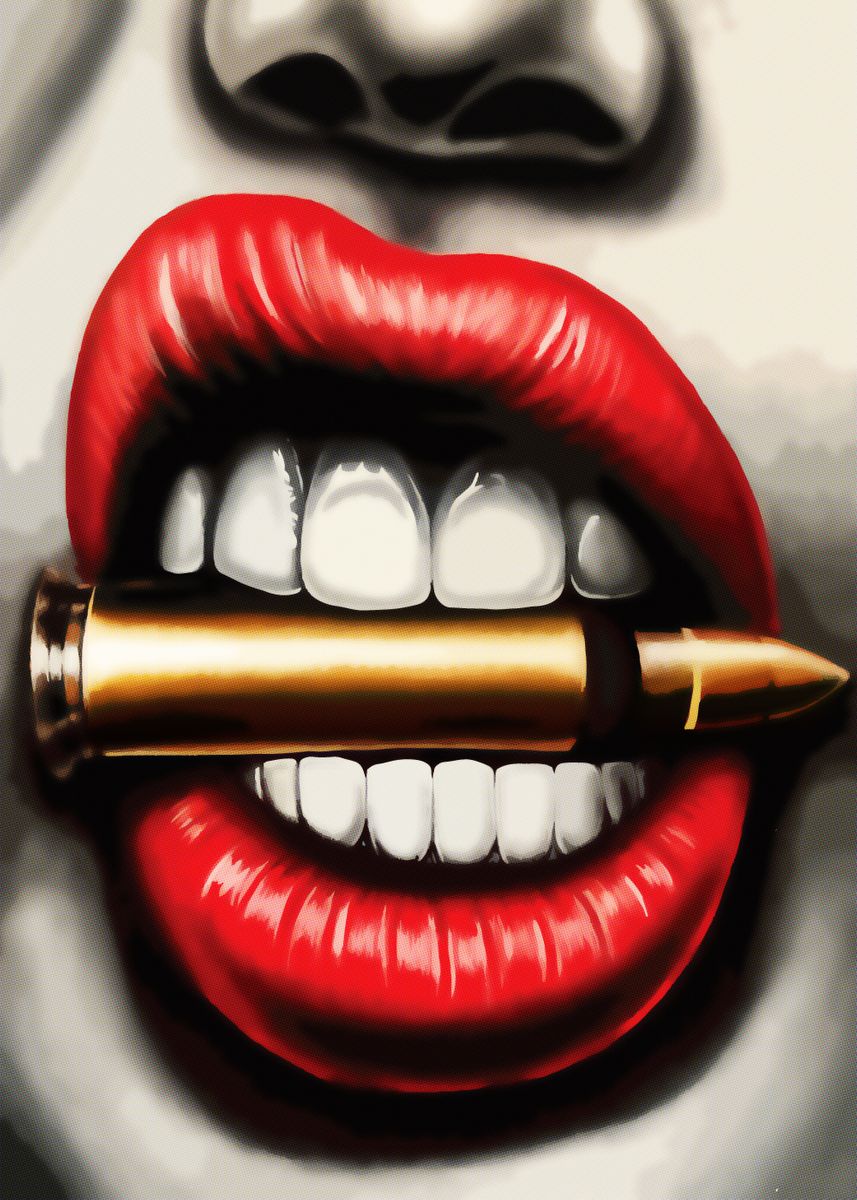 'Sexy Red lips Bullet' Poster, picture, metal print, paint by Uber ...