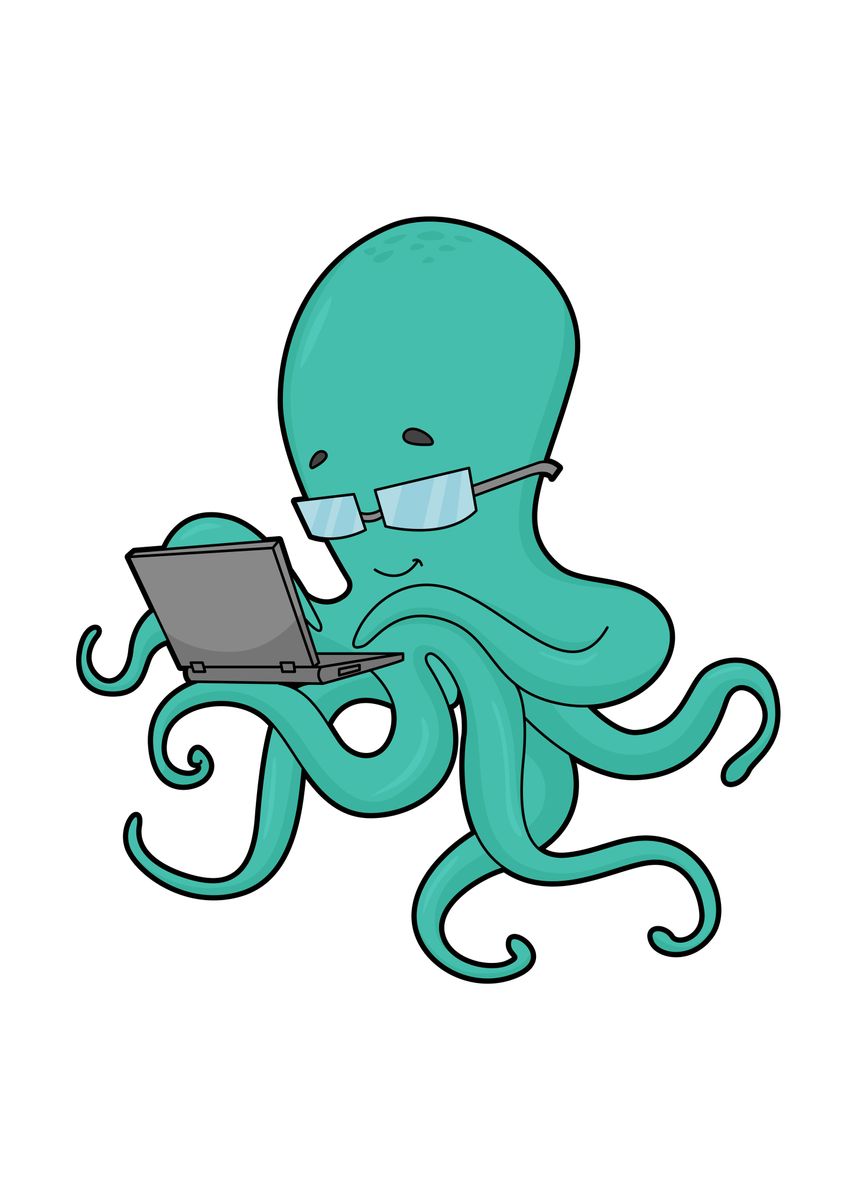 'Octopus Laptop' Poster, picture, metal print, paint by Markus Schnabel ...