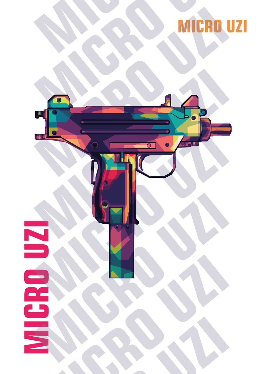 'Micro Uzi' Poster, picture, metal print, paint by Color Work | Displate