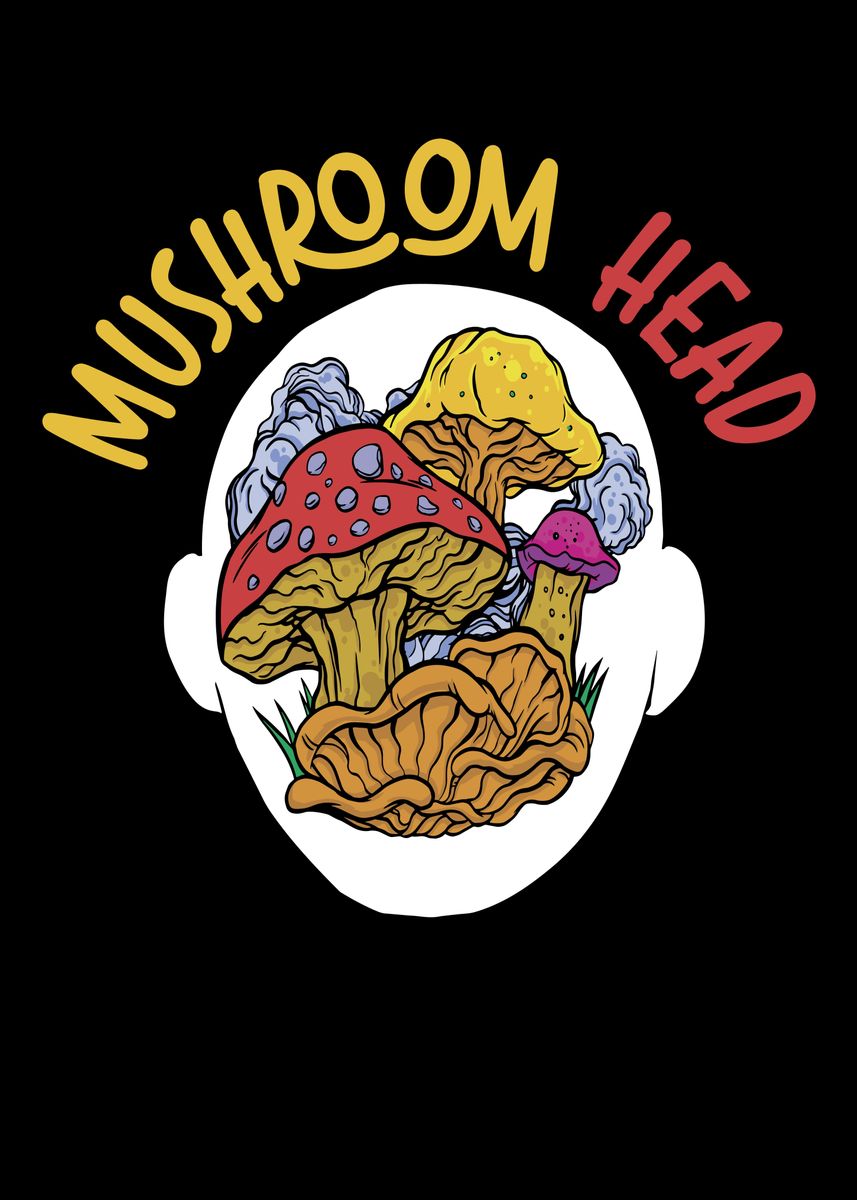 'Mushroom Head' Poster, picture, metal print, paint by NAO | Displate