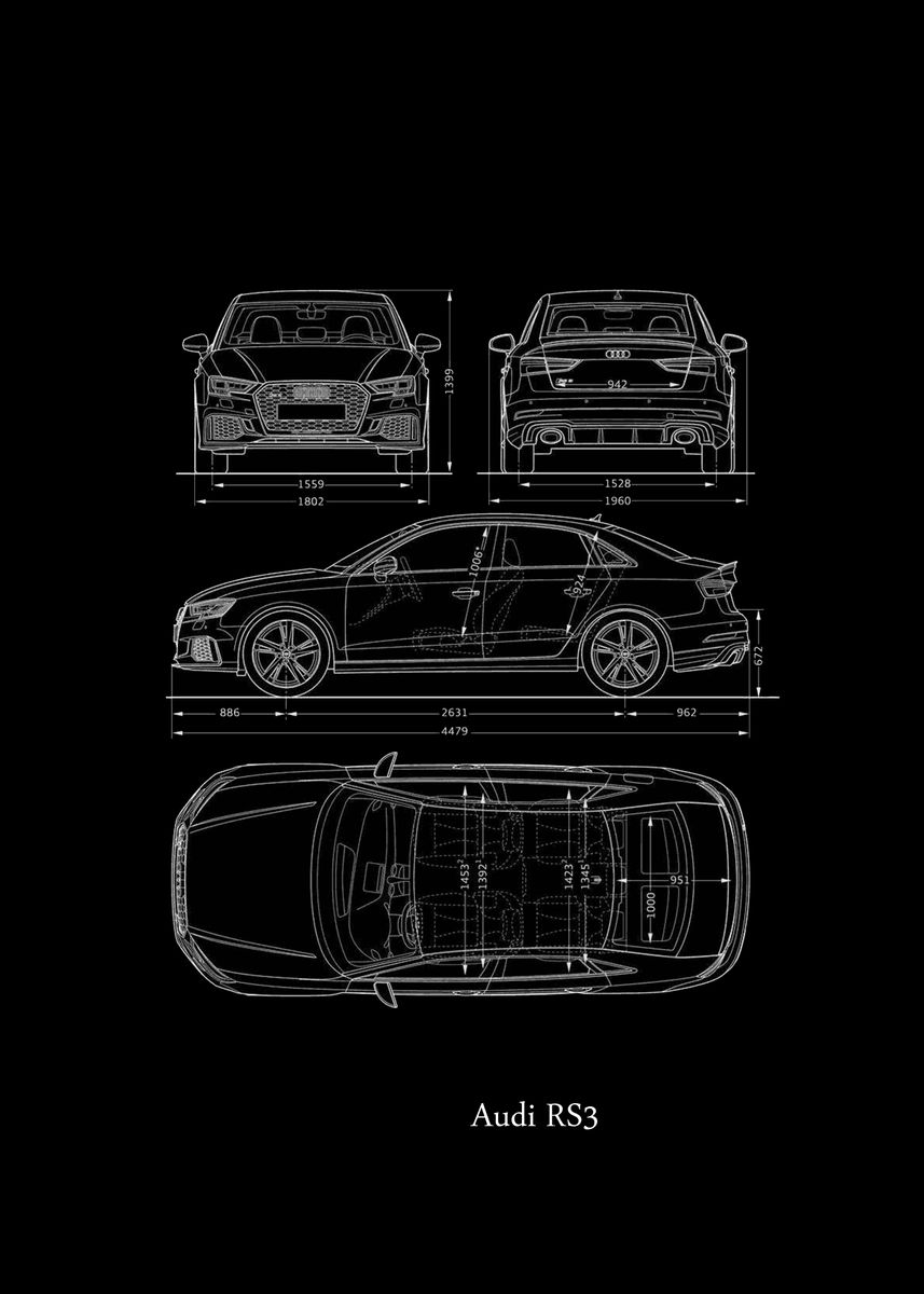 'Audi RS3' Poster, picture, metal print, paint by ke ke | Displate