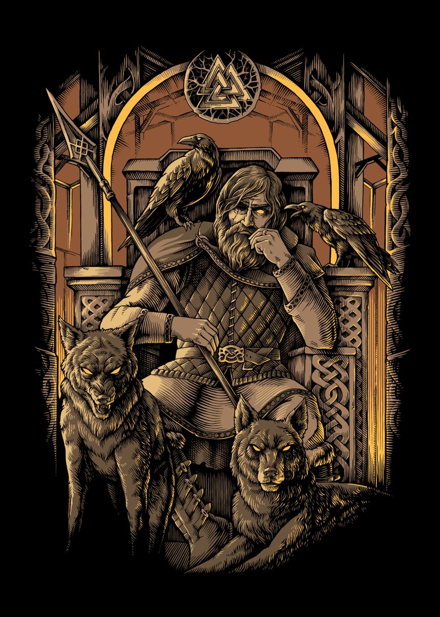 'Valhalla Viking Odin Pagan' Poster, picture, metal print, paint by ...