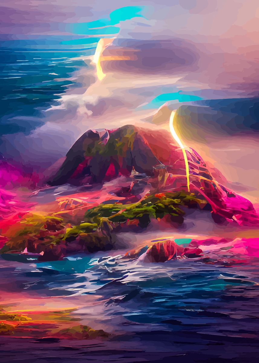 'scenery abstract art' Poster, picture, metal print, paint by Luybi ...