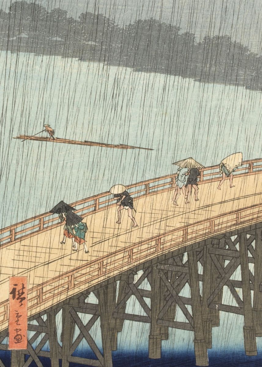 'Sudden Shower over Bridge' Poster, picture, metal print, paint by ...