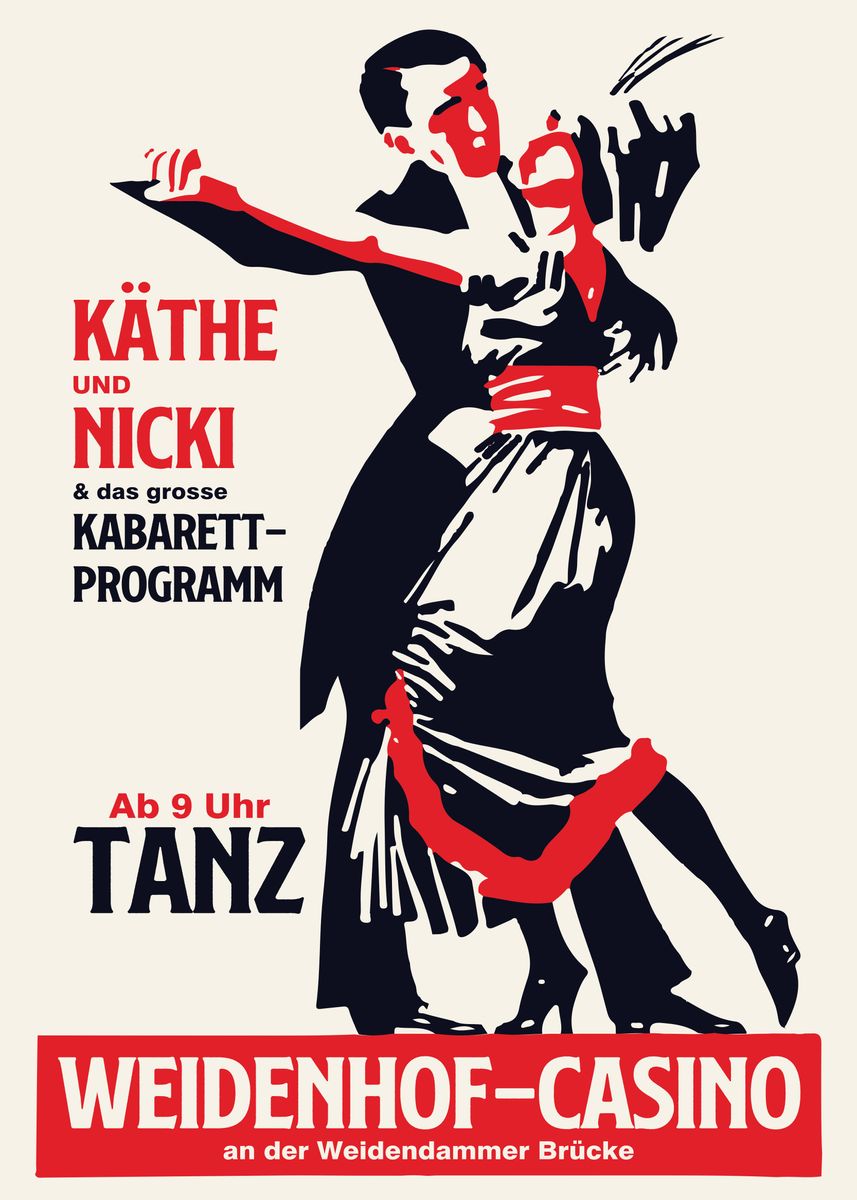 'Vintage Dancing Poster' Poster, picture, metal print, paint by ...