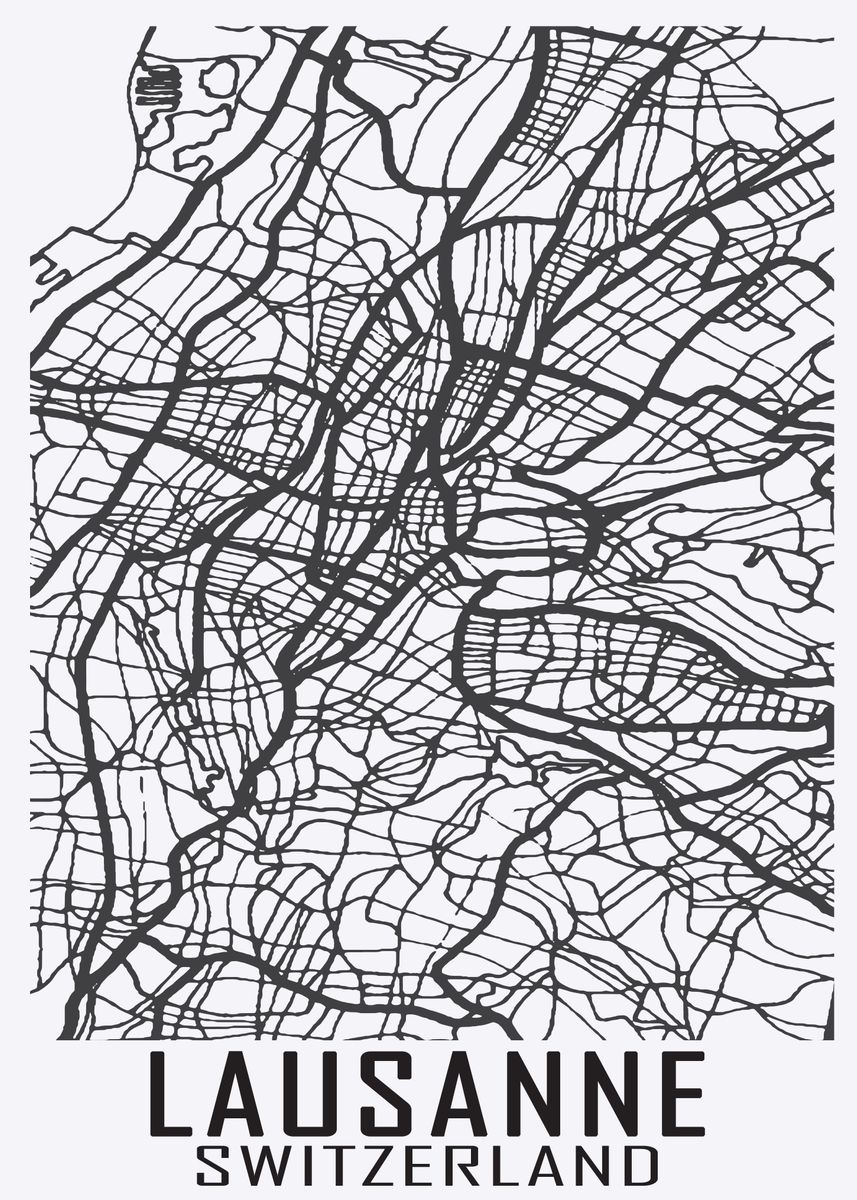'Lausanne Switzerland City' Poster, picture, metal print, paint by ...