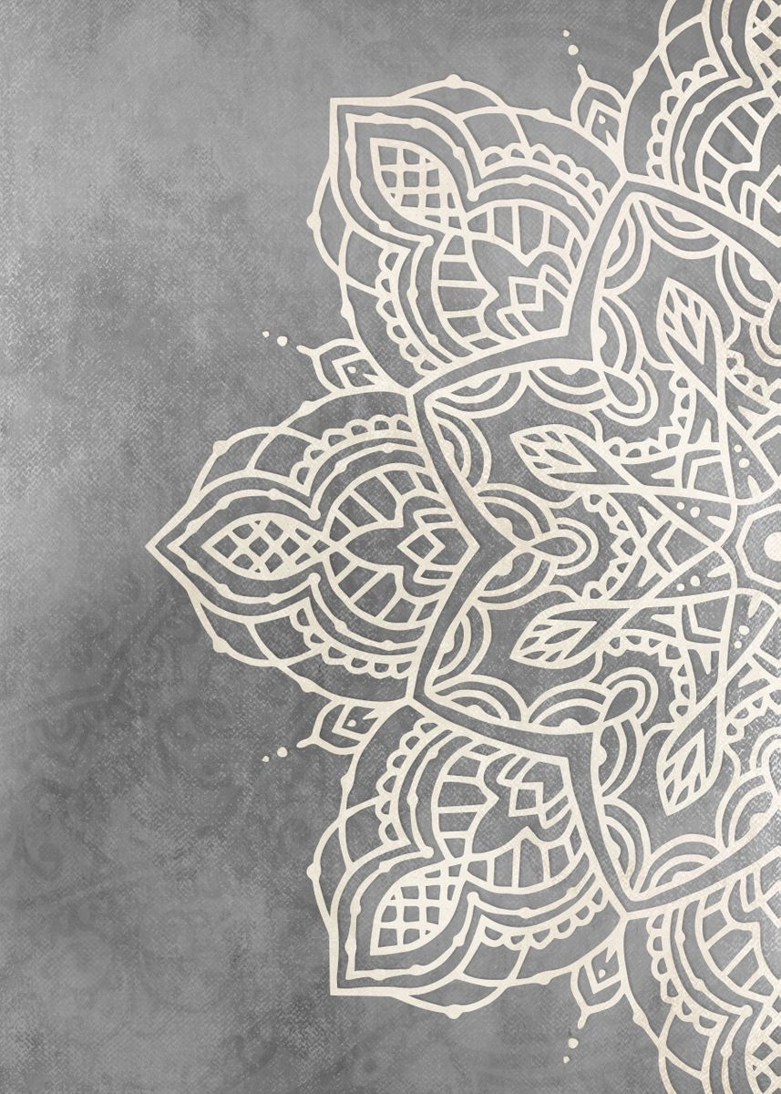 'Gray cream mandala no550a' Poster, picture, metal print, paint by Aga ...