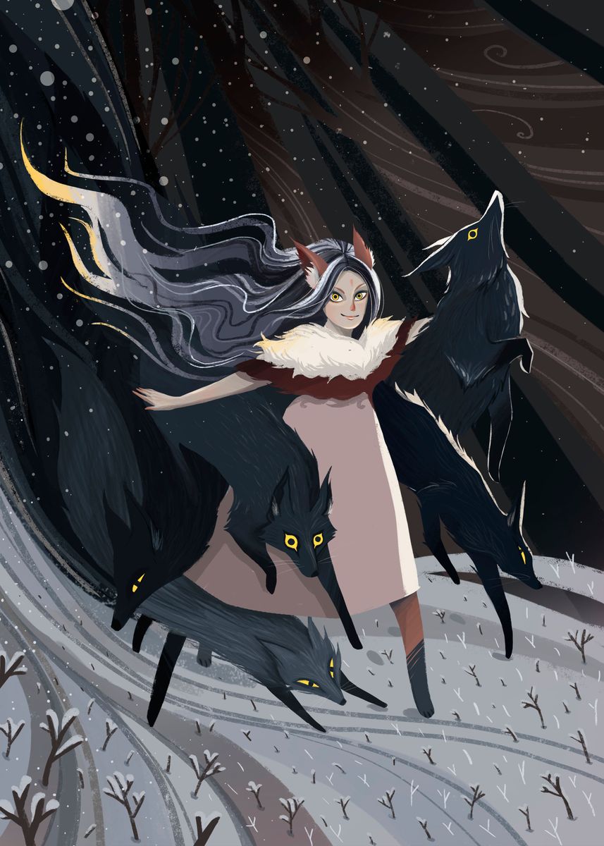 'Wolf Girl' Poster by Evgenia Lumfur | Displate