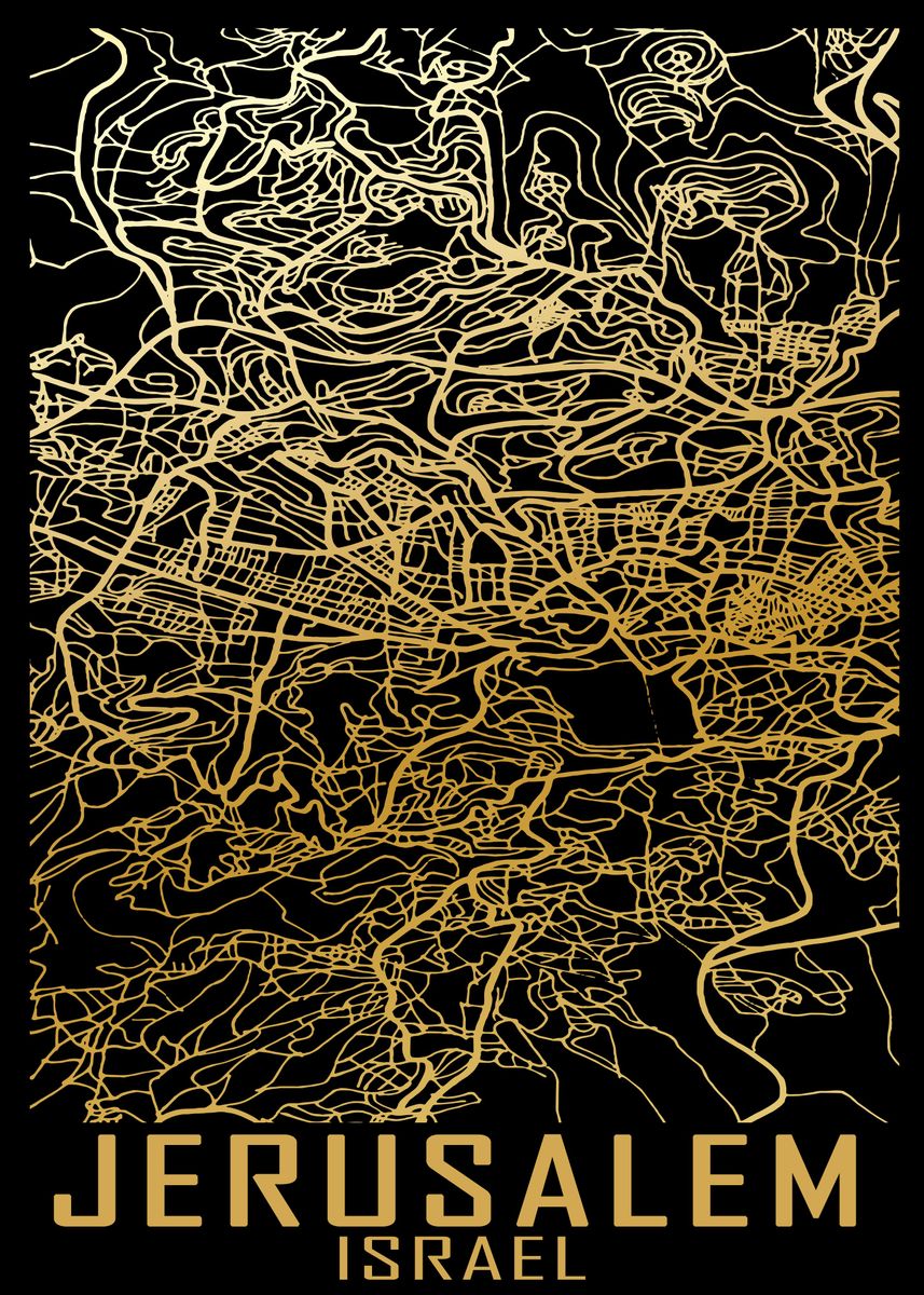 'Jerusalem Israel City Map' Poster by SheldonBennett Studio | Displate