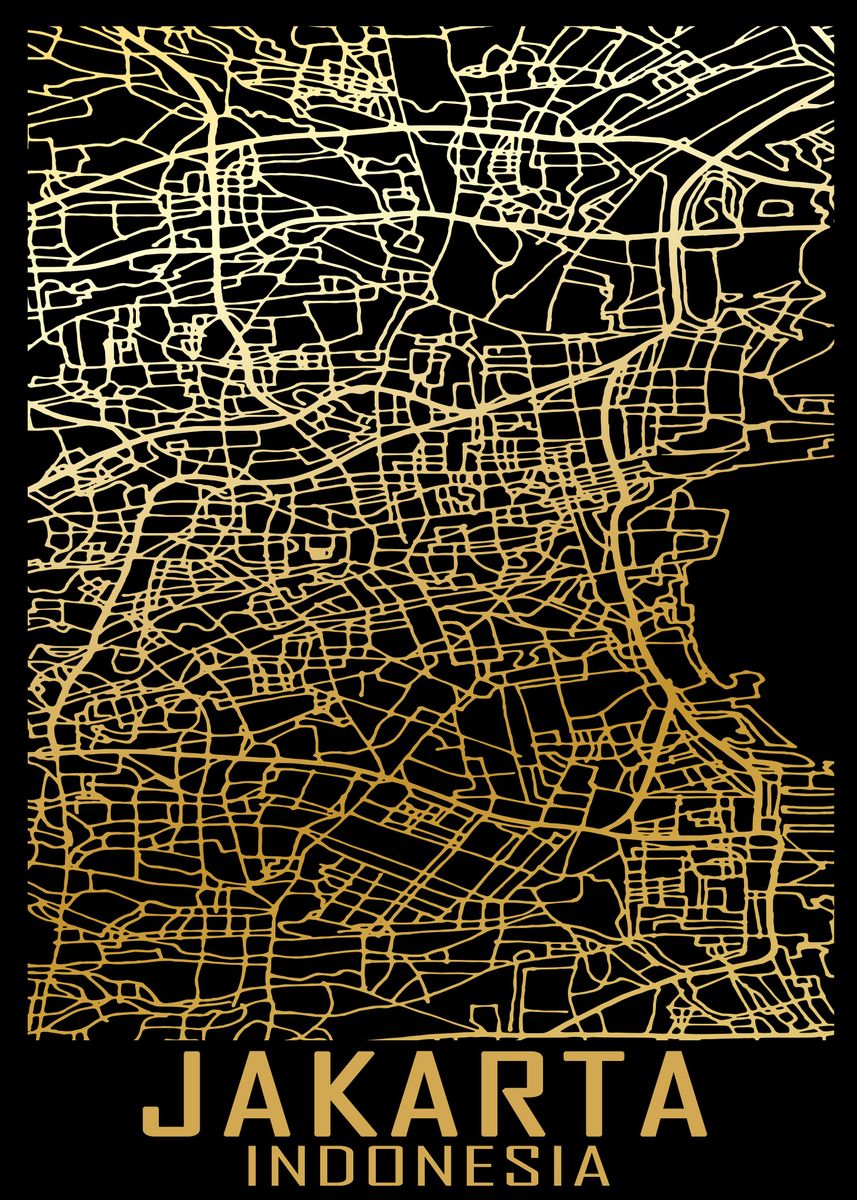 'Jakarta Indonesia City Map' Poster by SheldonBennett Studio | Displate
